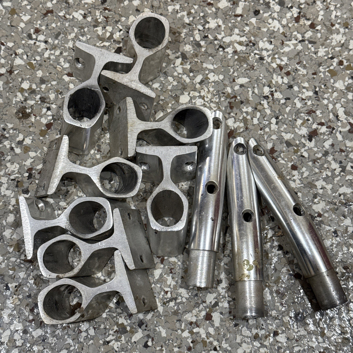 MISC LOT USED Marine Boat Aluminum Bow Hand Rail Fittings Railing ...
