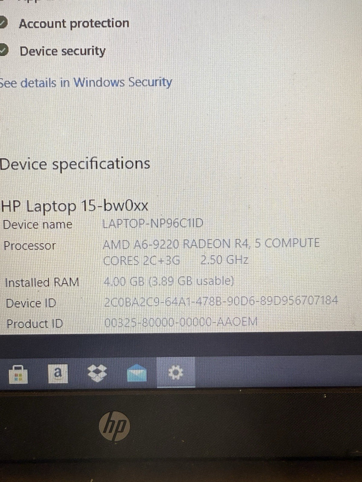 B91 hp laptop 15-bw0xx Amd A6-9220 Radeon R4 4GB RAM — Midwest Boat ...