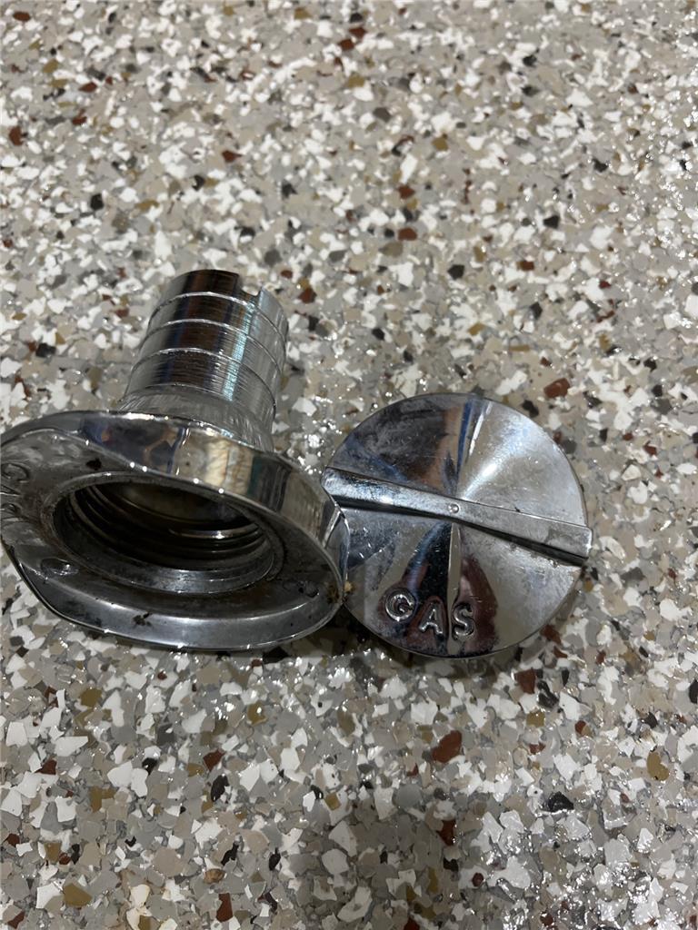 Larson Chrome Boat Gas Fuel Filler Neck Base & Cap — Midwest Boat Recyclers