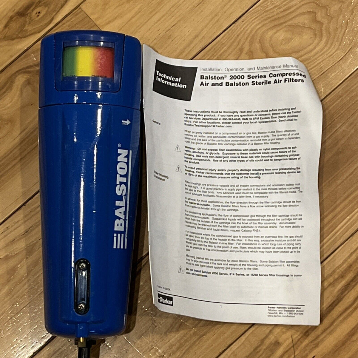 PARKER BALSTON FILTRATION 2206N-1B1-DX SERIES 2000 COMPRESSED AIR FILT ...